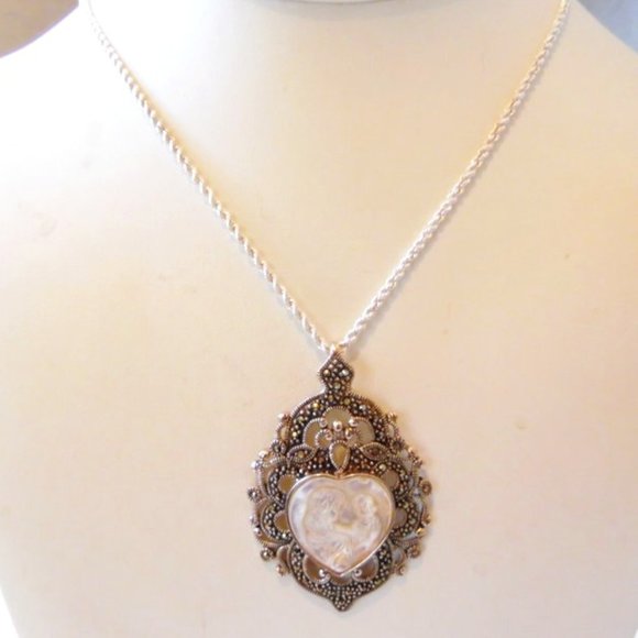Colleen Lopez | Jewelry | Colleen Lopez Marcasite Mother Of Pearl Heart ...